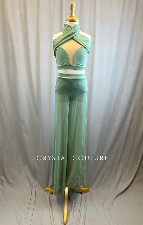Mint Green Two-Piece Mesh Set – Crystal Couture