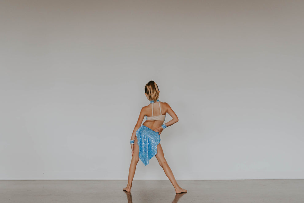 Lt Blue Zsa Zsa Leotard with Half Skirt - Swarovski Rhinestones – Crystal Couture